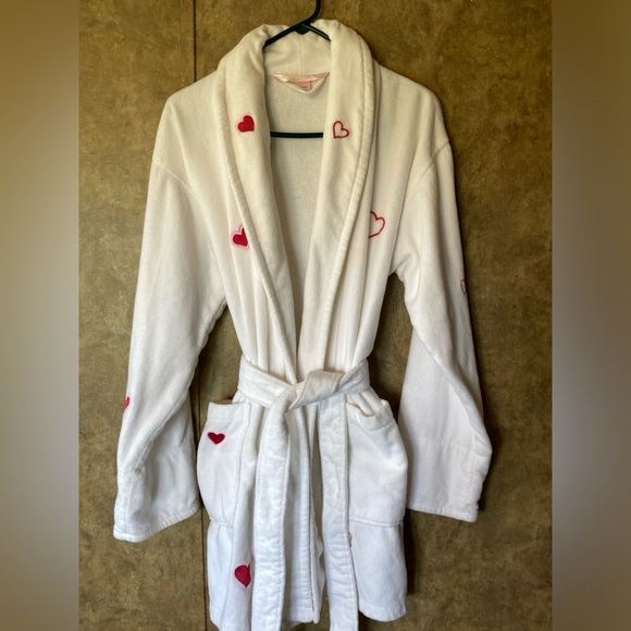 Intimates & Sleepwear | Victorias Secret White Soft Terry Towel Heart ...